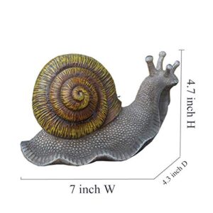 Snail Resin Animal Garden Statue Outdoor and Garden Decor Patio Yard (Snail 7 inch)