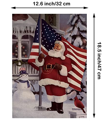 Christmas Garden Flag Santa Claus Cardinal Double Sided Burlap Vertical Rustic Outdoor Decorations Rise the US Flags Merry Christmas Yard Decor 12.5 x 18 Inch