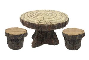 pacific giftware enchanted garden tree stump table and chairs set mini fairy garden decorative accessory 3pc set