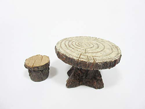 Pacific Giftware Enchanted Garden Tree Stump Table and Chairs Set Mini Fairy Garden Decorative Accessory 3pc Set