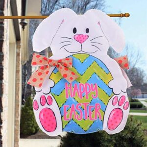 Spring Super Easter Bunny Eggs Garden Flag Welcome Home banner Double Sided Home decor Yard Garden Outdoor holiday Decorating 28" x 40"