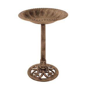 pure garden 50-lg1074 weather resistant birdbath with vintage resin bird bath with antique design-bronze