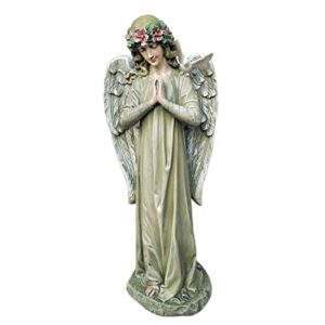 chrui angel outdoor garden decor statues, 20 inch solar outdoor patio angel art garden cemetery decorations statue for patio, lawn, yard decoration , housewarming garden unique gift (praying angel)