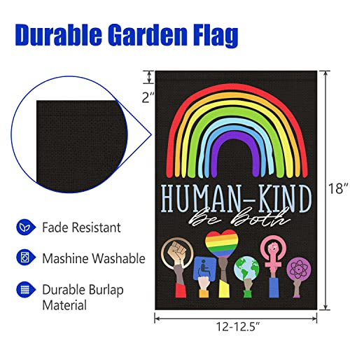 Swooflia Human Kind Be Both Garden Flag Black Lives Matter LGBT Small Yard Flag for Outside Decor Burlap Garden Sign 12x18 Inch Double Sided HYQ-261