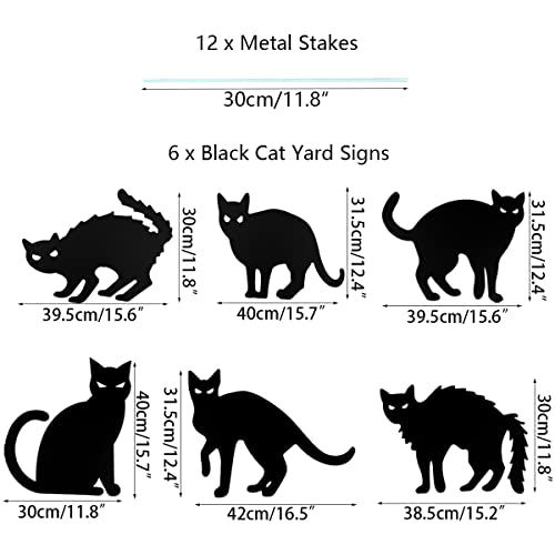 Anditoy 6 Pack Halloween Black Cat Yard Signs with Stakes Scary Silhouette Halloween Decorations for Outdoor Yard Lawn Garden Halloween Decor