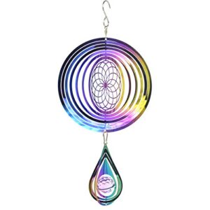 uoudio stainless steel wind spinner- 3d indoor outdoor garden decoration crafts ornaments (dreamcatcher)