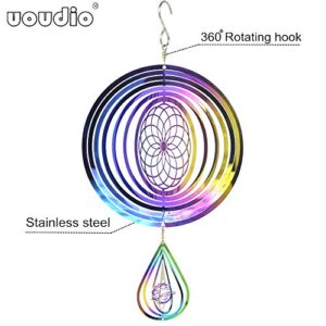 UOUDIO Stainless Steel Wind Spinner- 3D Indoor Outdoor Garden Decoration Crafts Ornaments (Dreamcatcher)