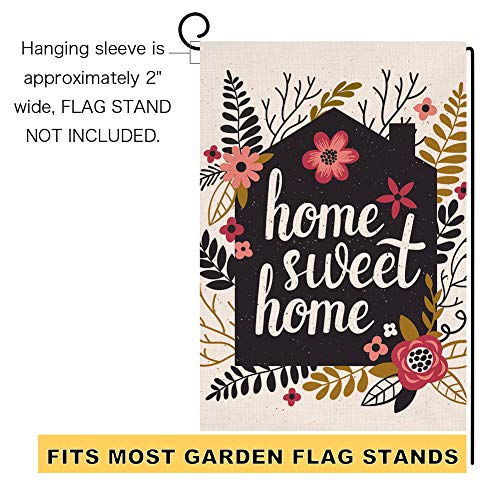 BLKWHT Home Sweet Home Garden Flag Vertical Double Sided Spring Summer Yard Outdoor Decorative 12.5 x 18 Inch