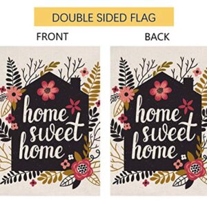 BLKWHT Home Sweet Home Garden Flag Vertical Double Sided Spring Summer Yard Outdoor Decorative 12.5 x 18 Inch