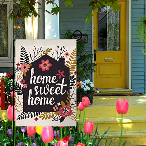 BLKWHT Home Sweet Home Garden Flag Vertical Double Sided Spring Summer Yard Outdoor Decorative 12.5 x 18 Inch