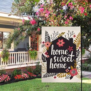 BLKWHT Home Sweet Home Garden Flag Vertical Double Sided Spring Summer Yard Outdoor Decorative 12.5 x 18 Inch