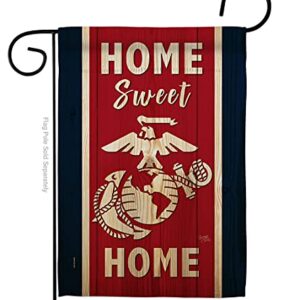 Breeze Decor Home Sweet Marine Corps Garden Flag Armed Forces USMC Semper Fi United State American Military Veteran Retire Official House Decoration Banner Small Yard Gift Double-Sided, Made in USA