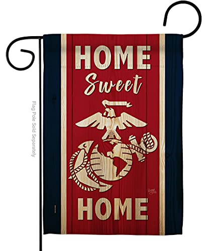 Breeze Decor Home Sweet Marine Corps Garden Flag Armed Forces USMC Semper Fi United State American Military Veteran Retire Official House Decoration Banner Small Yard Gift Double-Sided, Made in USA