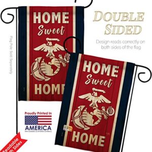 Breeze Decor Home Sweet Marine Corps Garden Flag Armed Forces USMC Semper Fi United State American Military Veteran Retire Official House Decoration Banner Small Yard Gift Double-Sided, Made in USA