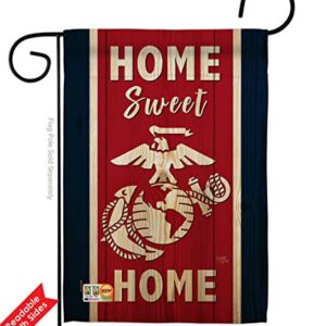 Breeze Decor Home Sweet Marine Corps Garden Flag Armed Forces USMC Semper Fi United State American Military Veteran Retire Official House Decoration Banner Small Yard Gift Double-Sided, Made in USA