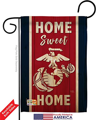 Breeze Decor Home Sweet Marine Corps Garden Flag Armed Forces USMC Semper Fi United State American Military Veteran Retire Official House Decoration Banner Small Yard Gift Double-Sided, Made in USA