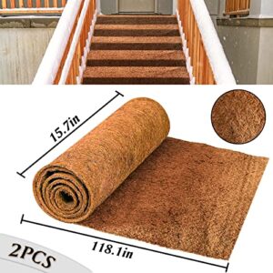 2 Pack No Slip Ice and Snow Carpet- 16 × 118 inches Natural Coconut Fiber Carpet Mat Walking Safety, Winter Walkway Carpet Runner for Front Door Hallway Stairs, Outdoor Patio Porch Garden