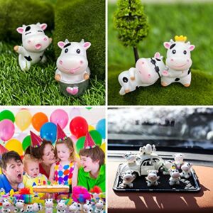 8 Styles Mini Cow Figurines, Fairy Garden Miniature Animals Farm Cattle Accessories, DIY Terrarium Moss Landscape Ornament Plant Pot Craft Dollhouse Decoration