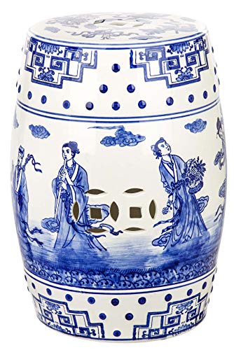 Safavieh Ocean Jewel Chinoiserie Ceramic Decorative Garden Stool, Blue