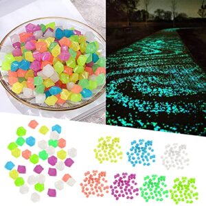 100pcs luminous stone diamond shaped colorful glowing stones, fish tank aquarium landscaping luminous stone outdoor decoration for lawn patio garden swimming pool