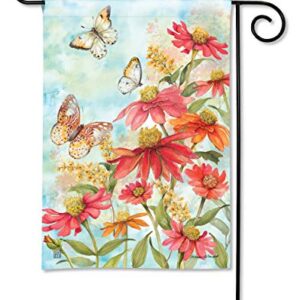 BreezeArt - Summer Zinnias Decorative Garden Flag 12x18 inch - Premium Quality SolarSilk - Made in the USA by Studio-M