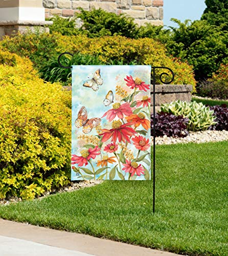 BreezeArt - Summer Zinnias Decorative Garden Flag 12x18 inch - Premium Quality SolarSilk - Made in the USA by Studio-M