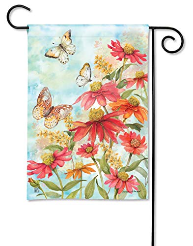 BreezeArt - Summer Zinnias Decorative Garden Flag 12x18 inch - Premium Quality SolarSilk - Made in the USA by Studio-M