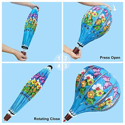 Giant Rainbow Butterfly Hot Air Balloon Garden Wind Spinners Large Pinwheels Lawn Yard Catchers Ornaments Windmills Outdoor Hanging Decor Whirligigs Wind Hanging Windsock 2Pack