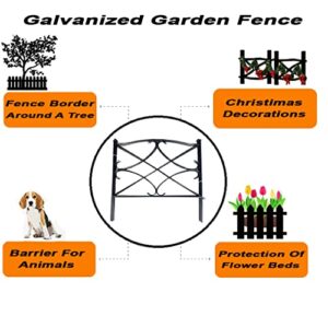 AshmanOnline Galvanized Garden Fence 24in x 10ft, Black (Set of 5) - Outdoor Metal Landscape Fencing Steel Wire Gate Border Edge Folding Patio Flower Bed Animal Barrier Section Edging.