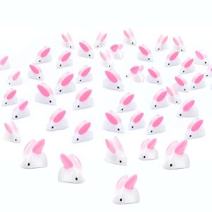 120 pieces mini bunny sheep duck figurines bulk rabbit sheep duck miniature figurines resin white cute animals miniature sheep bunny duck figures mini bunny sheep duck for home decoration (rabbit)