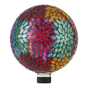 alpine corporation hmd172 alpine 10″ diameter indoor/outdoor glass leaf pattern yard decoration, multicolor gazing globe