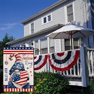 Patriotic Gnome Garden flag for 4th of July 12x18 Double Sided,American Gnome with Love Heart Small Yard Flags for Independence Day Memorial Day Decor for Summer Farmhouse Holiday Outside Outdoor