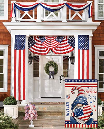 Patriotic Gnome Garden flag for 4th of July 12x18 Double Sided,American Gnome with Love Heart Small Yard Flags for Independence Day Memorial Day Decor for Summer Farmhouse Holiday Outside Outdoor