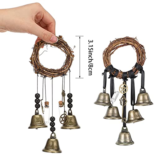 4 Pieces Wiccan Bell Wind Chimes Witch Wind Chimes Door Hanger 3.1 Inch Hanging Witch Bells Protection Witchcraft Home Decor for Patio Garden Boho Home Decor (Elegant Style)