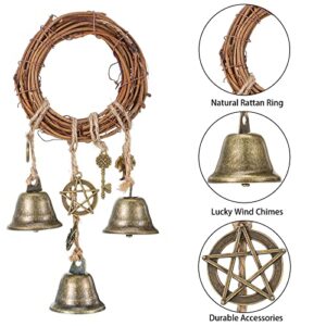 4 Pieces Wiccan Bell Wind Chimes Witch Wind Chimes Door Hanger 3.1 Inch Hanging Witch Bells Protection Witchcraft Home Decor for Patio Garden Boho Home Decor (Elegant Style)