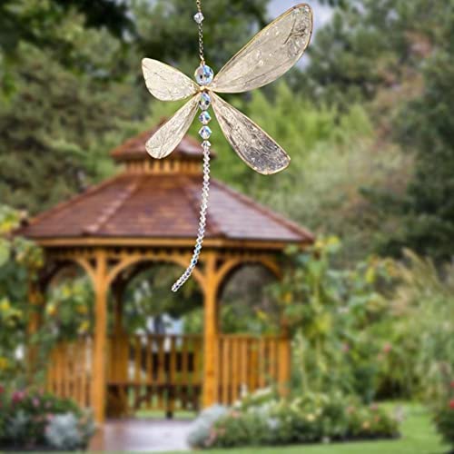 XinTX Dragonfly Crystal Suncatcher Rainbow Maker Prism,Hanging Crystals Ornament for Window Garden Home Decor (Dragonfly)