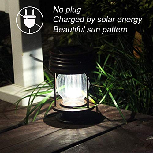 pearlstar Solar Lanterns Outdoor Hanging Solar Lights with Handle for Pathway Yard Patio Garden Decoration, Waterproof Outside Solar Table Lamp,2 Pack 5.5" H (White Lights)