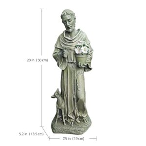 CHRUI St Francis Garden Statues, Solar 20 Inch Saint Francis of Assisi Catholic Christian Yard Decor Lawn Garden Patio Outdoor Sculptures Garden Art Decorations