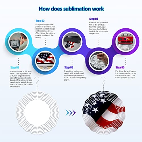 6 Pack 10 inch Aluminum 3D Sublimation Wind Spinner Double Sided Circle Sublimation Garden Wind Spinners Blanks for Heat Press, Innovation Wind Spinner