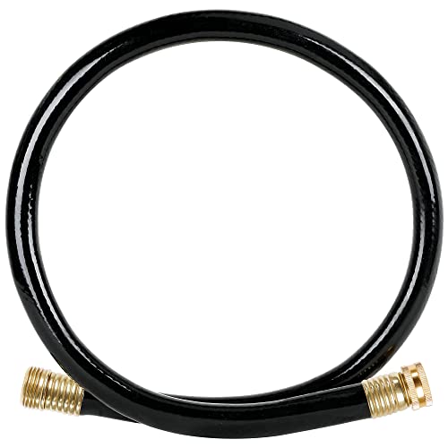 garden hose (4ft) Worth Garden Short Black Garden Hose 5/8 in. x 4 ft. No leak, Durable and Lightweight PVC Water Hose with Solid Aluminum Hose Fittings, Male to Female Fittings, 8 YEARS WARRANTY