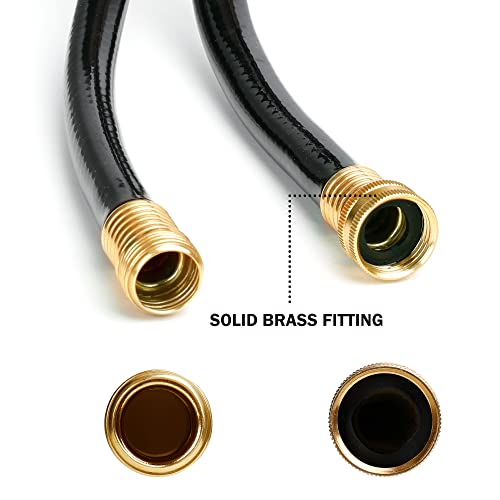 garden hose (4ft) Worth Garden Short Black Garden Hose 5/8 in. x 4 ft. No leak, Durable and Lightweight PVC Water Hose with Solid Aluminum Hose Fittings, Male to Female Fittings, 8 YEARS WARRANTY