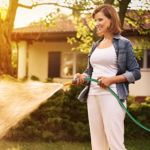 Worth Garden Short Hose 5/8 in. x 15 ft. No leak, Durable and Lightweight Green PVC Garden Water Hose with Solid Aluminum Hose Fittings, Male to Female Fittings, 8 YEARS WARRANTY