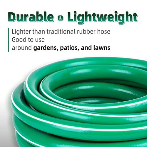 Worth Garden Short Hose 5/8 in. x 15 ft. No leak, Durable and Lightweight Green PVC Garden Water Hose with Solid Aluminum Hose Fittings, Male to Female Fittings, 8 YEARS WARRANTY