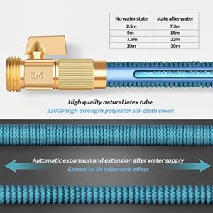 Garden Hose 25-100ft, Flexible Retractable Hose with 10 Function Spray Nozzle,4 Layer Latex and 3/4" Solid Brass Connectors,Zinc alloy material Lightweight No-Kink Flexible Water Hose (50FT)