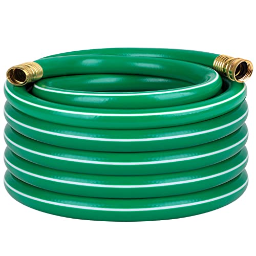 Worth Garden Long Hose 3/4 in. x 50 ft. No leak, Durable and Lightweight Green PVC Garden Water Hose with Solid Aluminum Hose Fittings, Male to Female Fittings, 8 YEARS WARRANTY