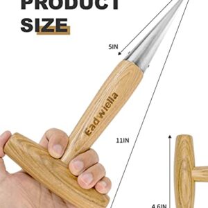 Dibber Garden Tool Seed Planter Tool Dibber Seed Dispenser for Planting Steel Garden Dibber with Wood T-Shaped Handle 11 inch for Gardening,Sowing Seeds,Transplanting Plants,Planting Bulbs,Digging