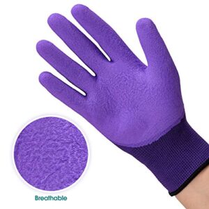 Gloryfox Gardening Gloves with Claws, Waterproof and Breathable Garden Gloves for Digging, Planting, Branch Trimming and Seedling, Best Gifts for Gardeners(2 Pair with Claws, Purple&Blue)