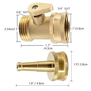 Jet Nozzle Water Hose High Pressure with Garden Hose Shutoff Valve Brass Heavy Duty 3/4" GHT Connector 4 Pack