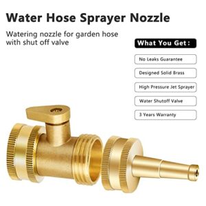 Jet Nozzle Water Hose High Pressure with Garden Hose Shutoff Valve Brass Heavy Duty 3/4" GHT Connector 4 Pack