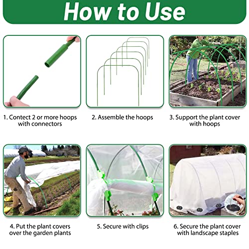 Plant Covers Freeze Protection Kit,10 x 30Ft Frost Cloth & 6Pcs Wide Garden Hoops, Floating Row Cover with Greenhouse Hoops Frost Blanket Garden Covers for Plants Vegetables Raised Beds Greenhouse